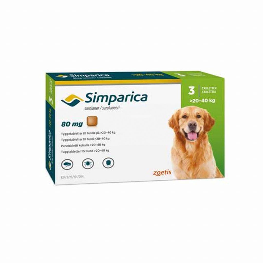 SIMPARICA 80 MG 1 TABLETA 20 – 40 KG – petology
